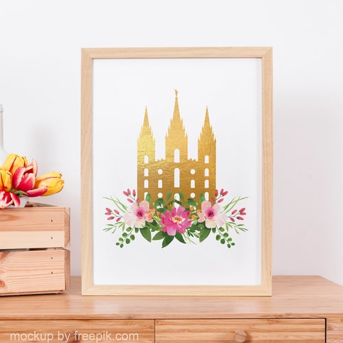 Pink Floral LDS Christ Printable Faux Gold Foil Jesus Chrsit | Etsy