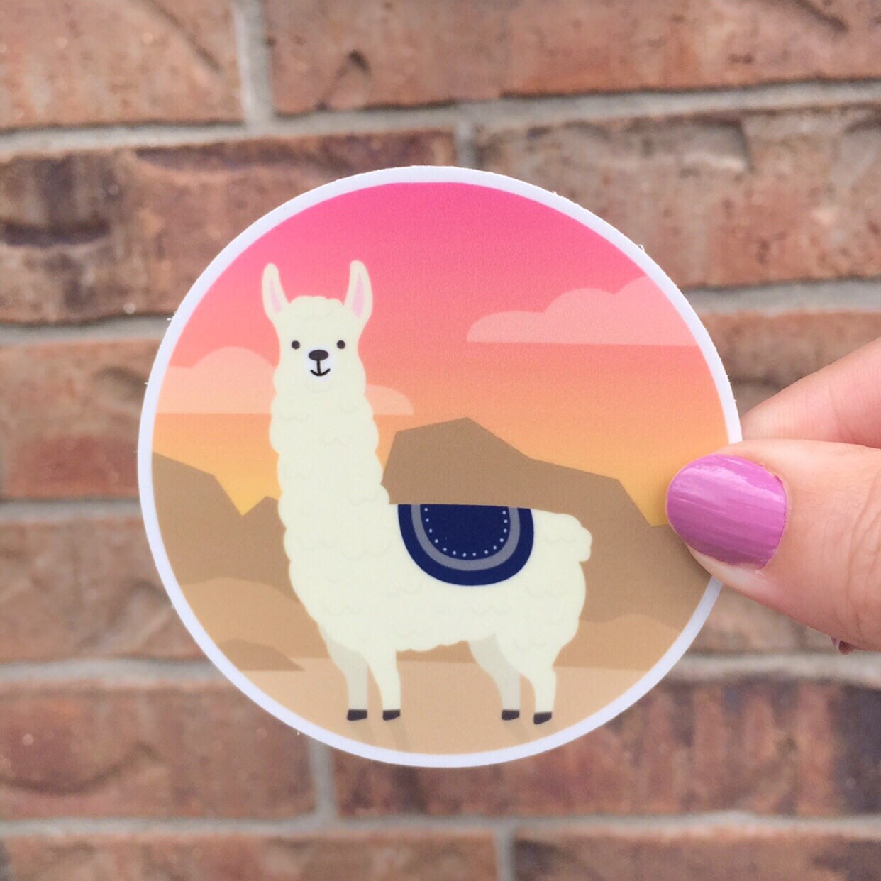 Llama Circle Sticker 3-inch Waterproof Llama Sticker Pink | Etsy