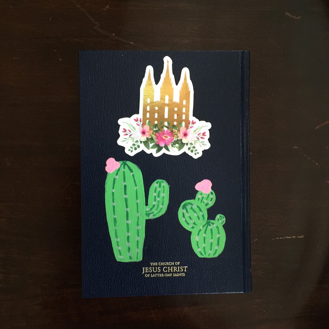 LDS Gold Temple Pink Floral Sticker Waterproof - Etsy