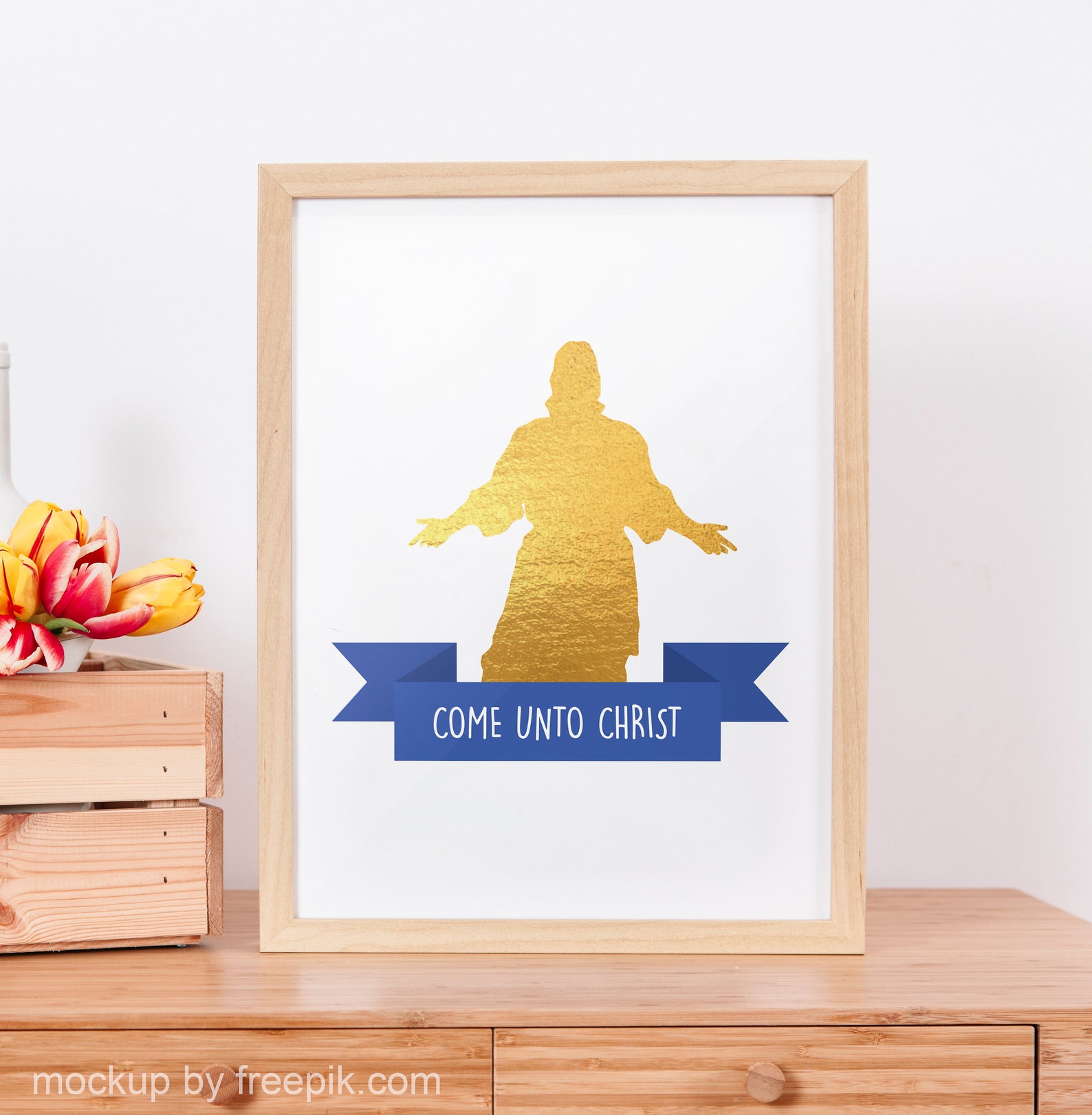 Blue Banner LDS Christ Printable Faux Gold Foil Jesus Chrsit - Etsy