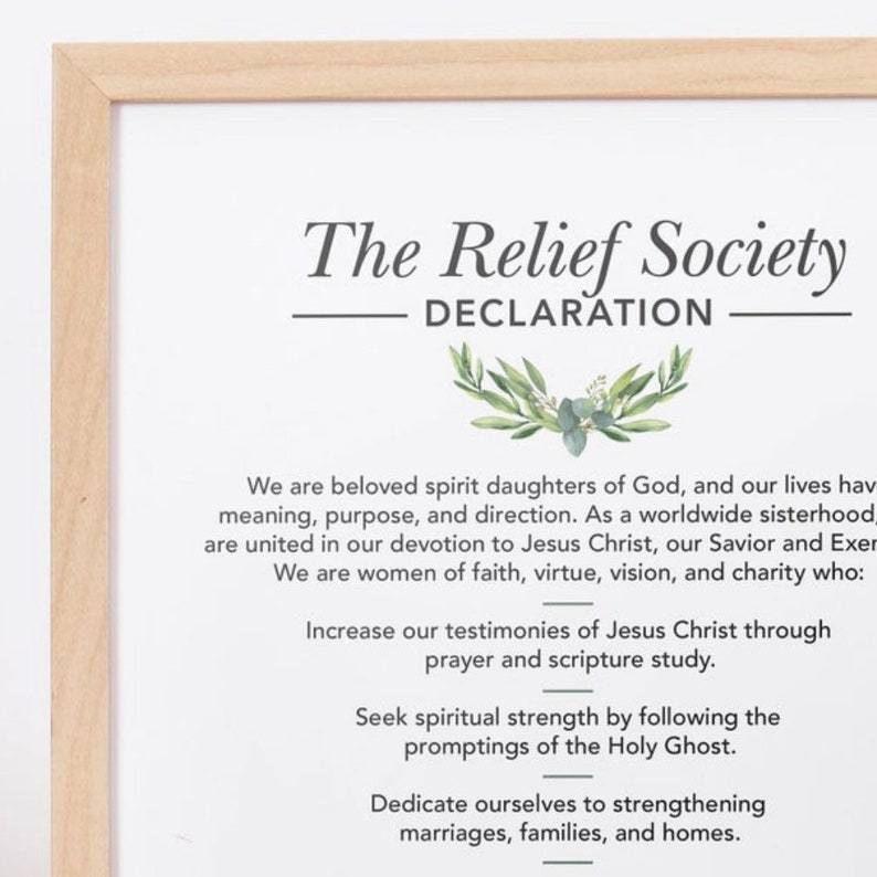 LDS Relief Society Declaration Print LDS Relief Society Lds | Etsy