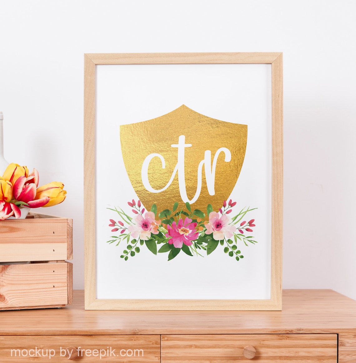 Pink Floral CTR LDS Printable Faux Gold Foil Lds Ctr Shield - Etsy