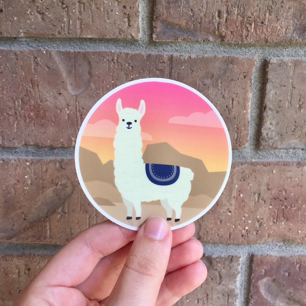 Llama Circle Sticker 3-inch Waterproof Llama Sticker Pink | Etsy