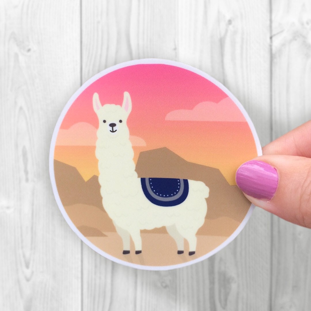 Llama Circle Sticker 3-inch Waterproof Llama Sticker Pink | Etsy