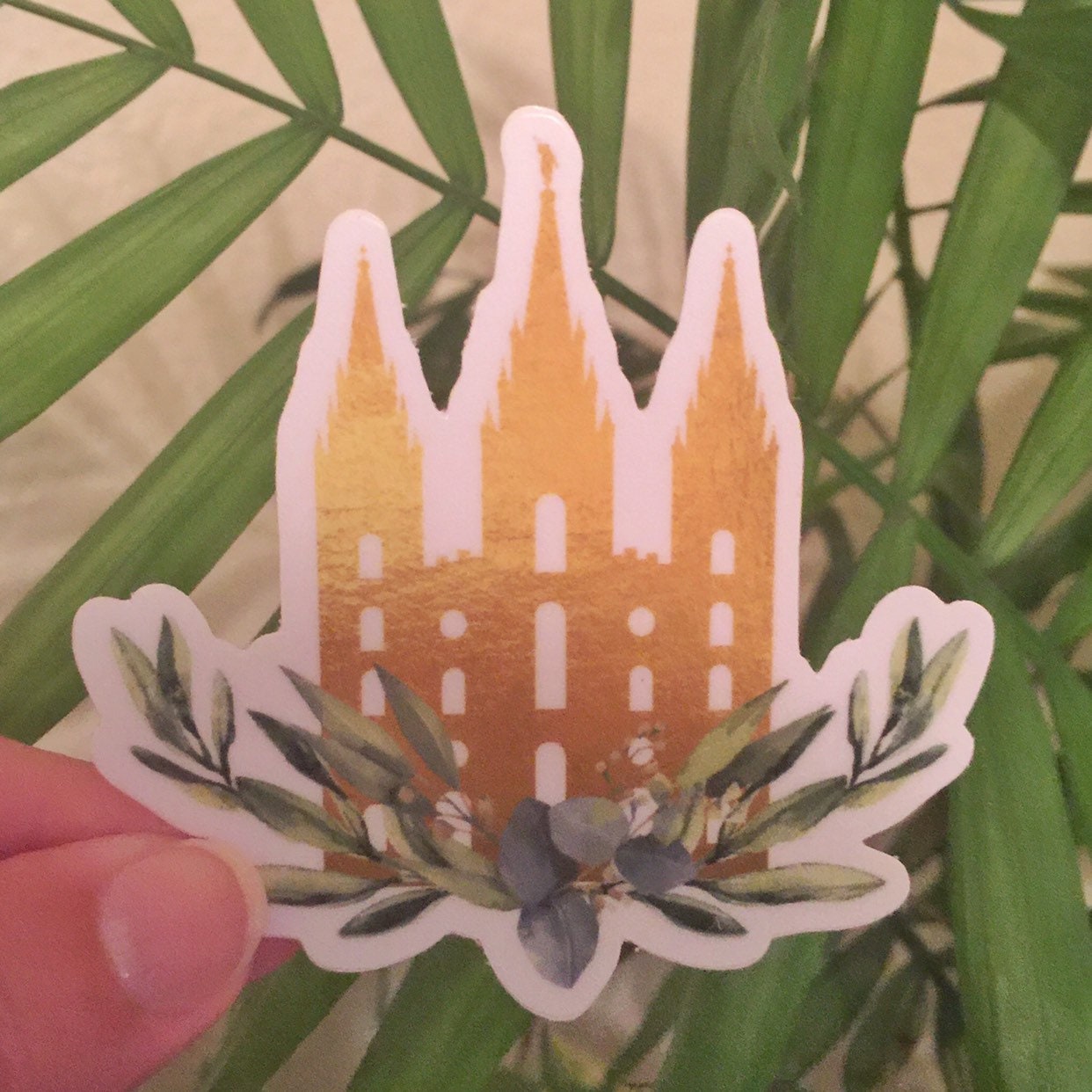 LDS Gold Temple Green Floral Sticker Waterproof - Etsy