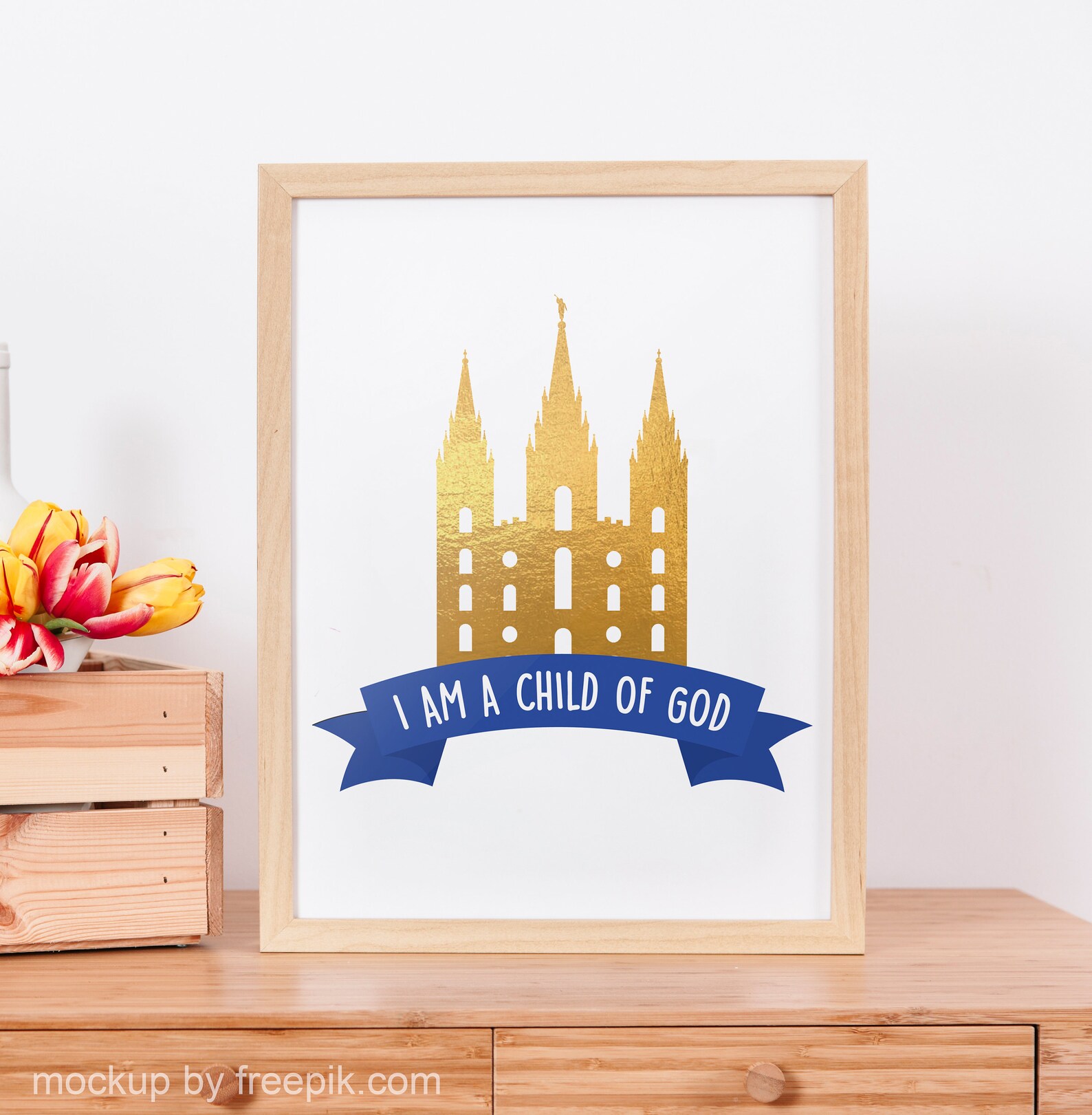 Blue Banner LDS Temple Printable Faux Gold Foil Lds Temple - Etsy