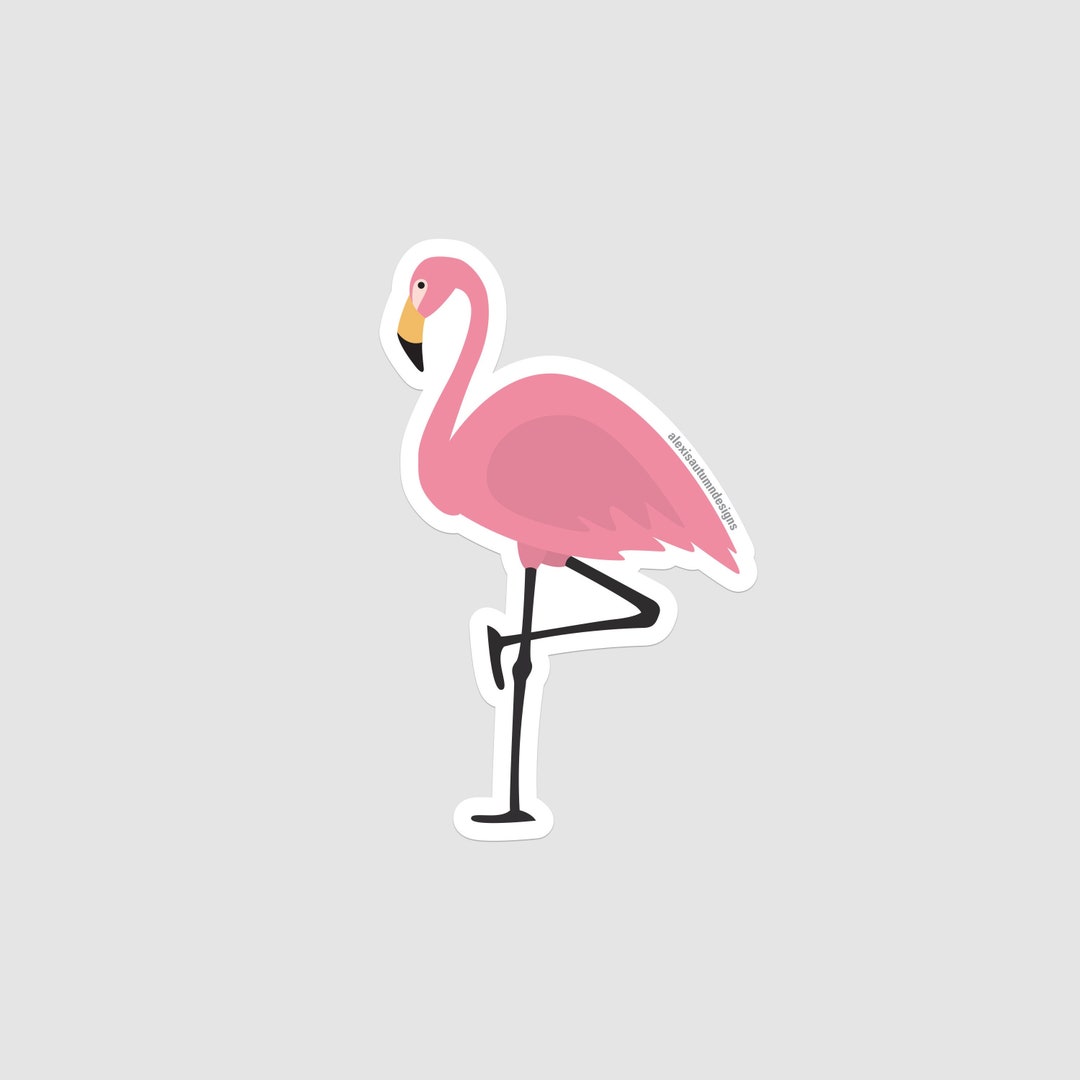 Pink Flamingo Vinyl Sticker, Standing Flamingo Vinyl Decal, Waterproof ...