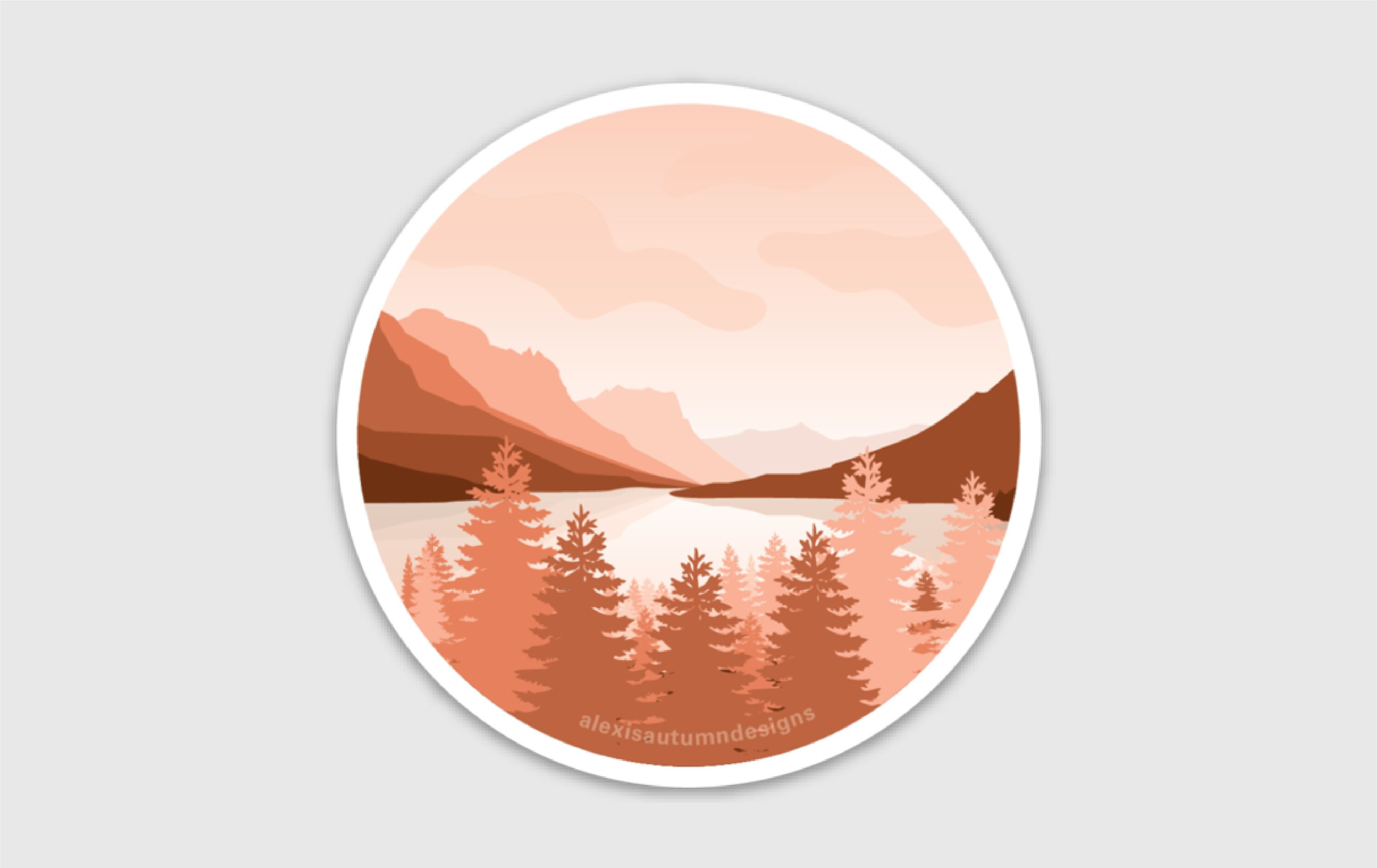 Pink Mountain Landscape Sticker | Waterproof Vinyl (3 Inch) - Etsy