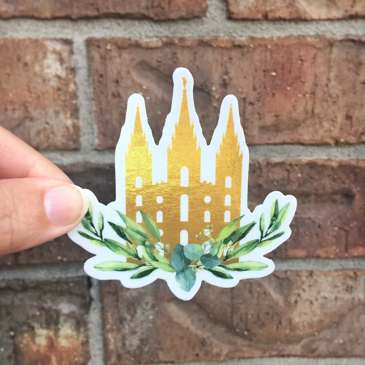 LDS Gold Temple Green Floral Sticker Waterproof - Etsy