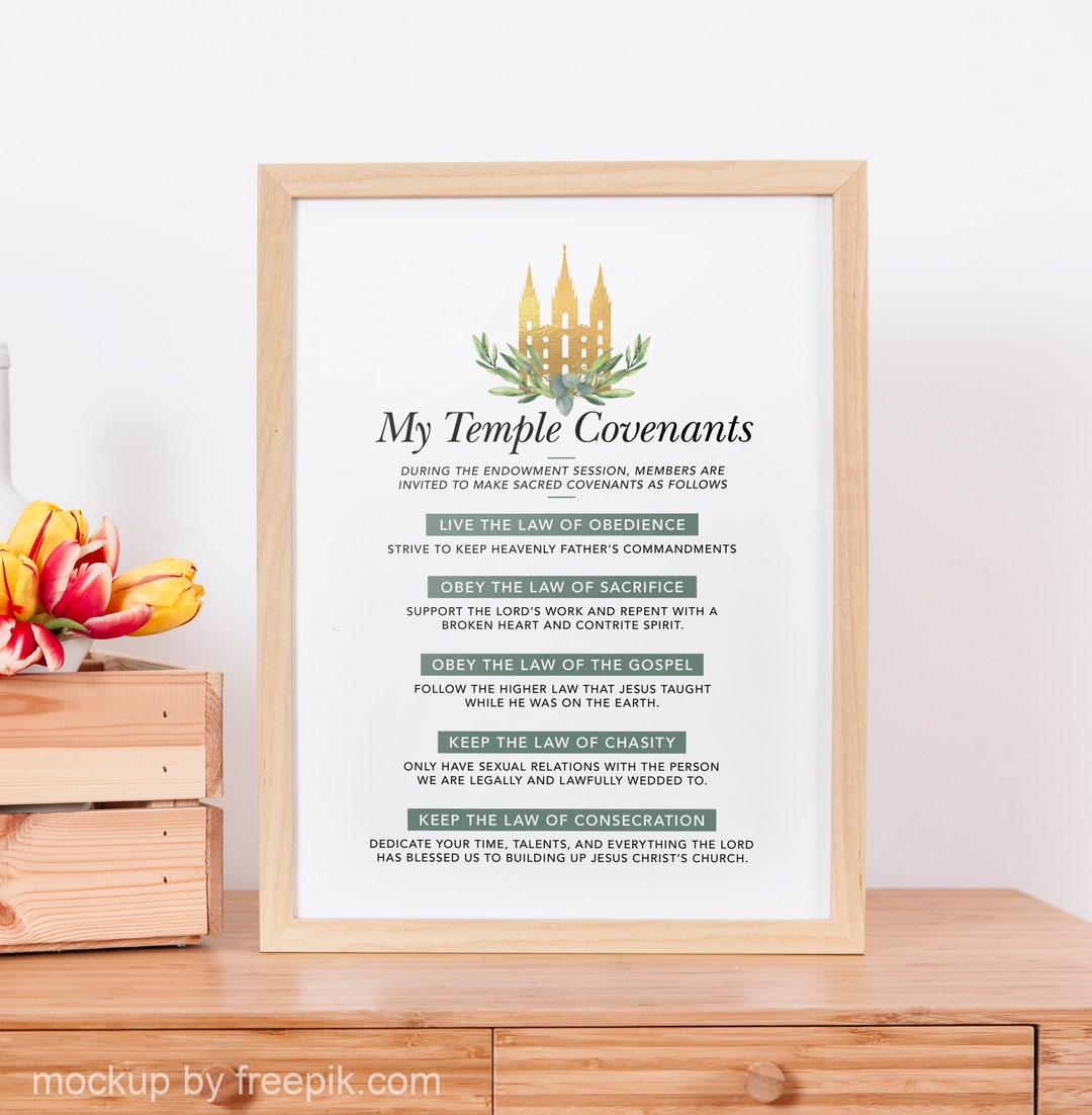 LDS My Temple Covenants - LDS Endowment Promises Print - Temple Promises - General Conference ...