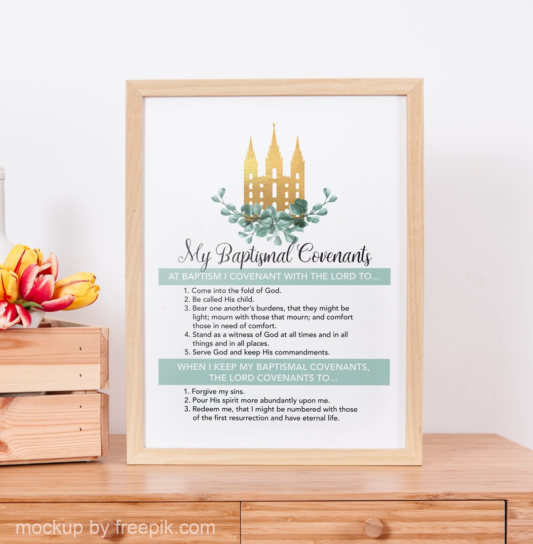 LDS My Baptismal Covenants - LDS Baptism Print - LDS Blue Baptismal ...