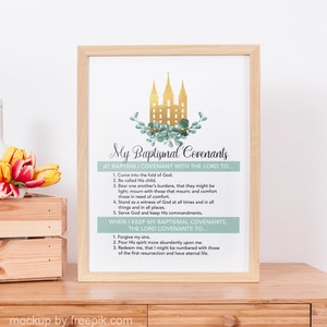 LDS My Baptismal Covenants - LDS Baptism Print - LDS Blue Baptismal ...
