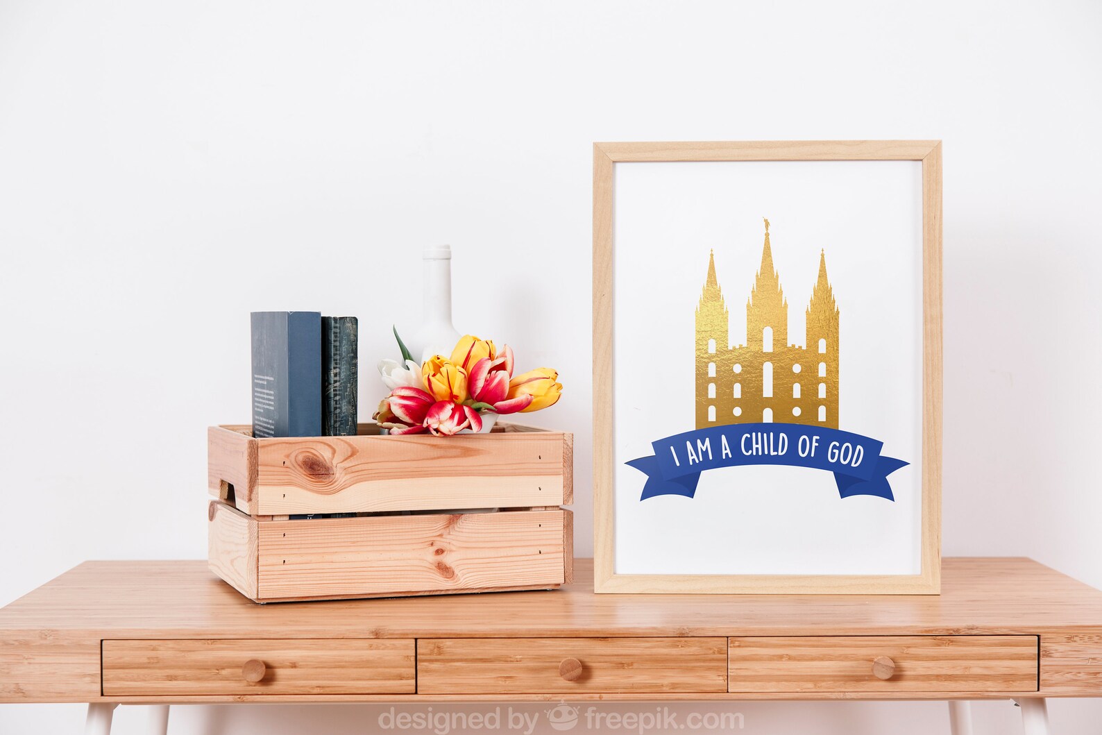 Blue Banner LDS Temple Printable Faux Gold Foil Lds Temple - Etsy