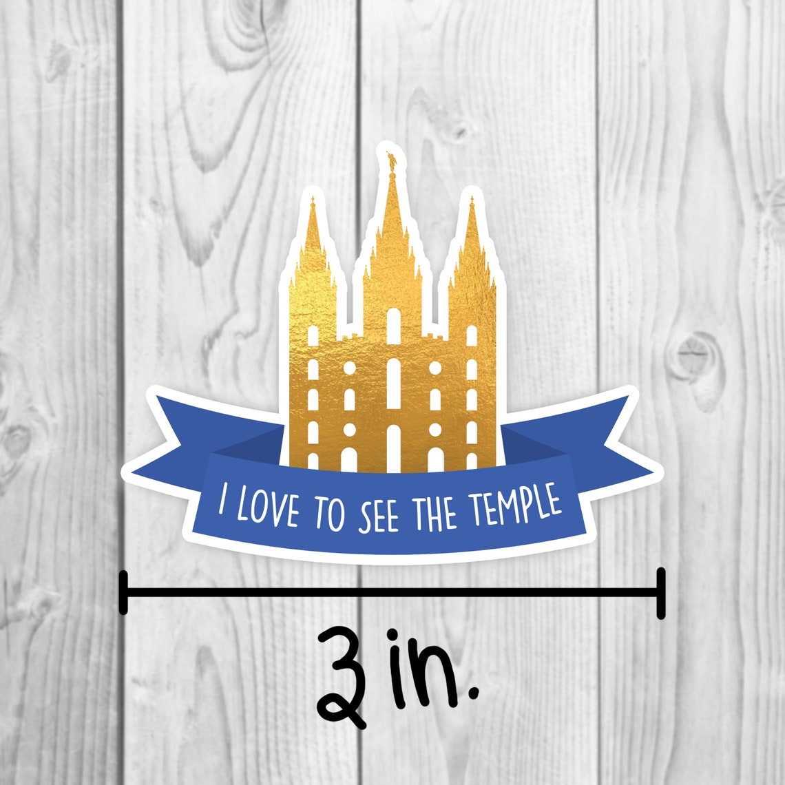 LDS Gold Temple Blue Banner Sticker waterproof | Etsy