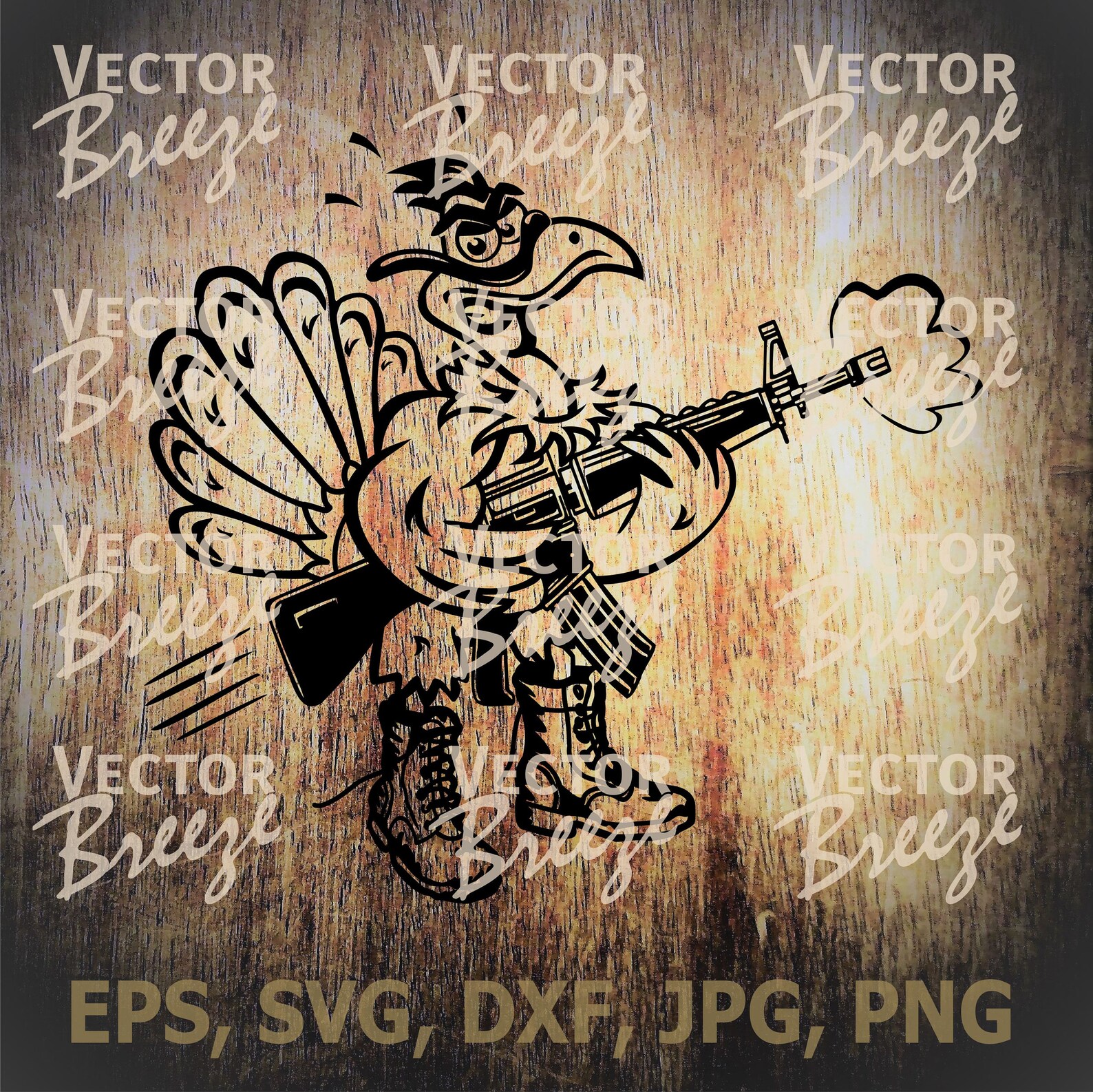 Funny Military Turkey Bird in Boots With a Gun Shooting Armed Animated ...