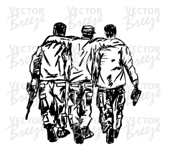 Military Friends Brothers in Arms Walking Original Vector | Etsy