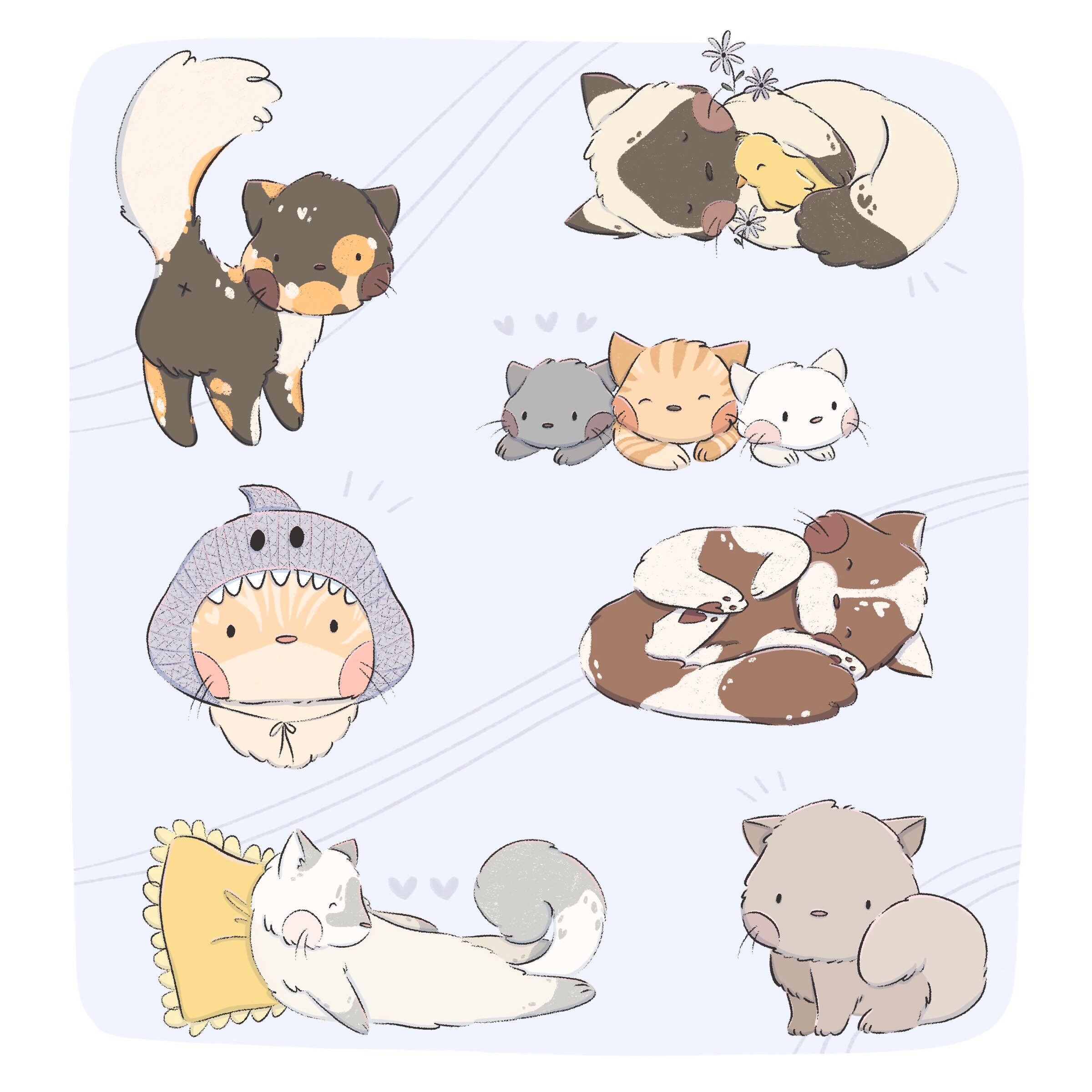 Cute Cats and Kittens Clipart, 300 Dpi Png, Instant Clipart, Digital ...