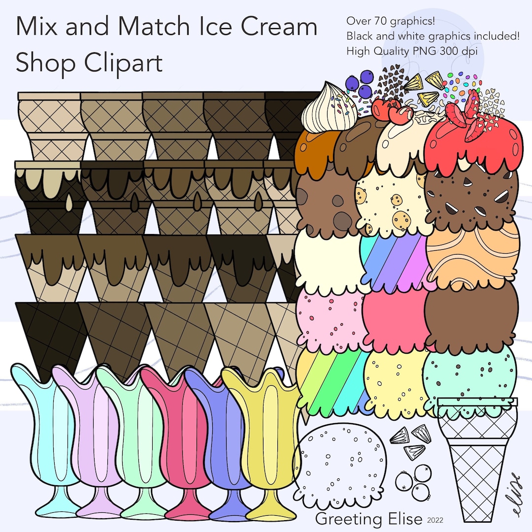 Ice Cream Shop Clipart, Mix and Match Desserts (digital Download) - Etsy
