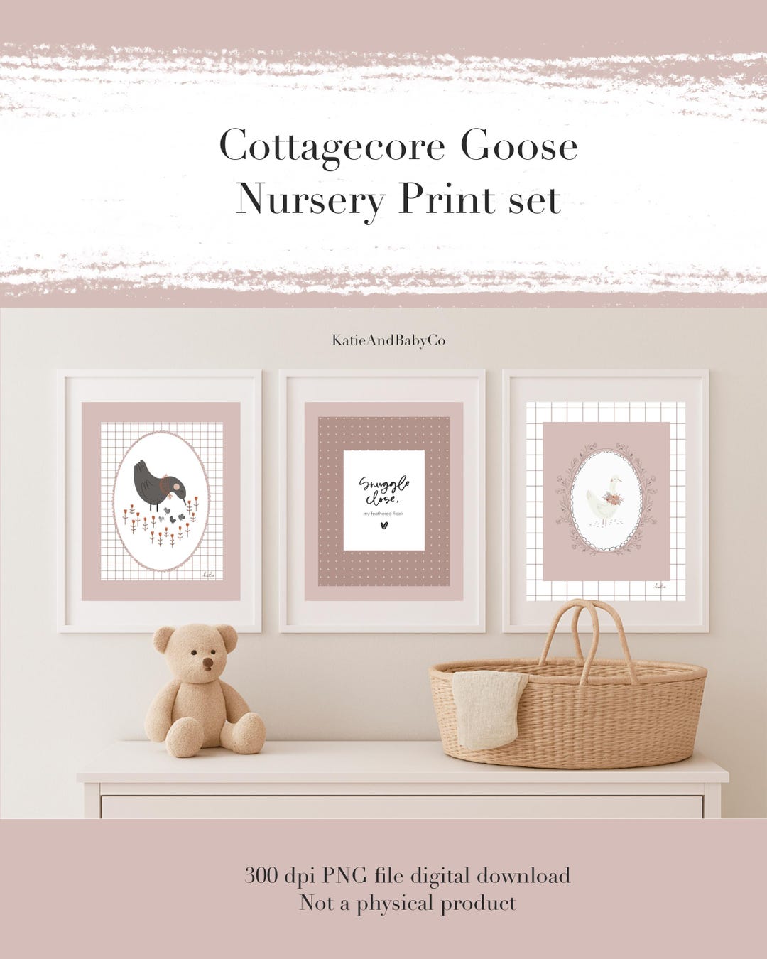 Goose Nursery Print Set: Blush Pink Cottagecore Art (digital Download ...