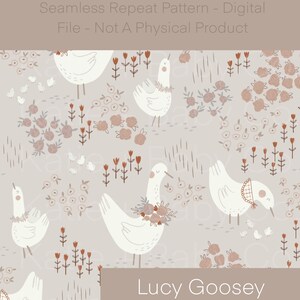 Lucy Goosey Seamless Pattern: Cottagecore Nursery Fabric (digital ...