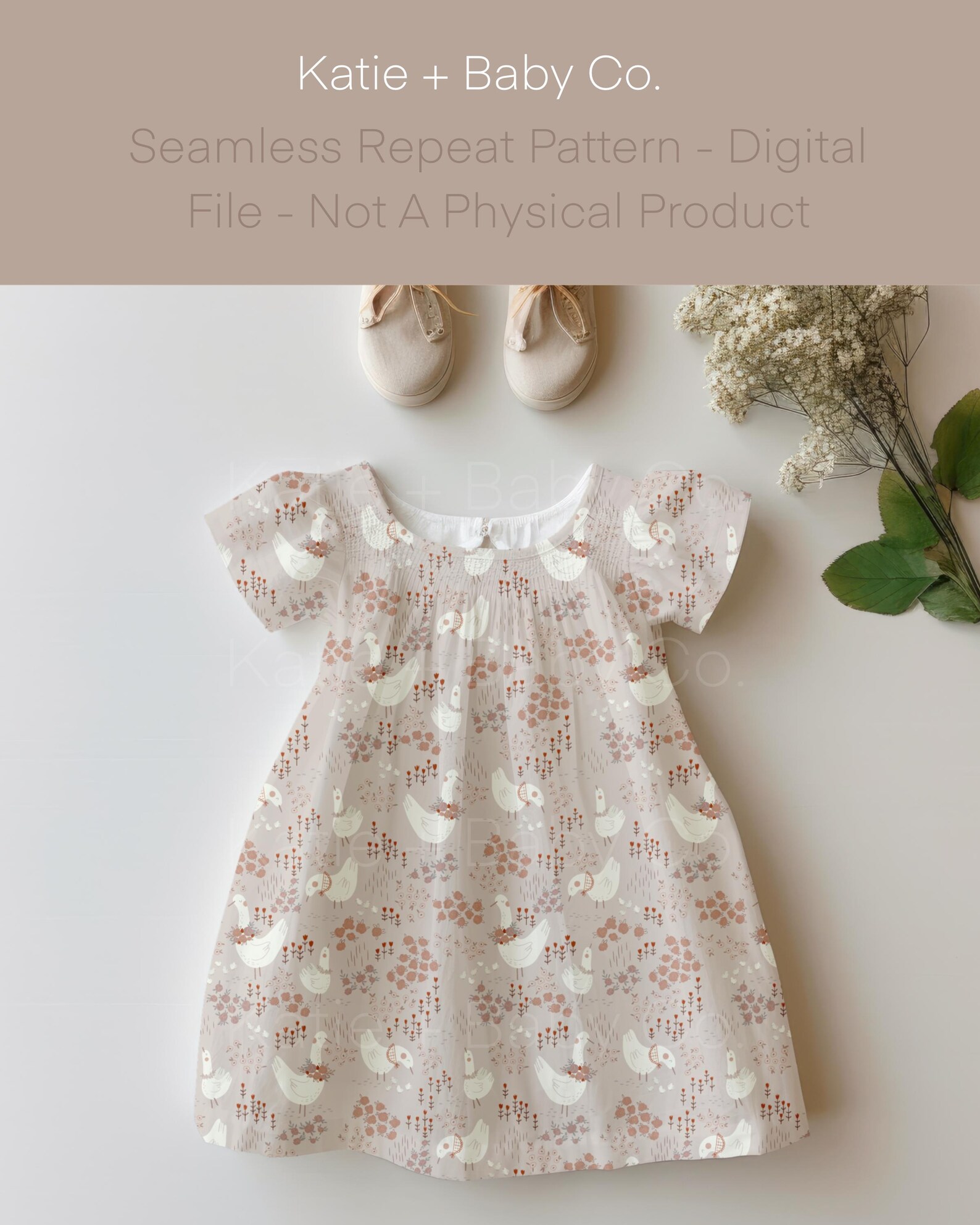 Lucy Goosey Seamless Pattern: Cottagecore Nursery Fabric (digital ...