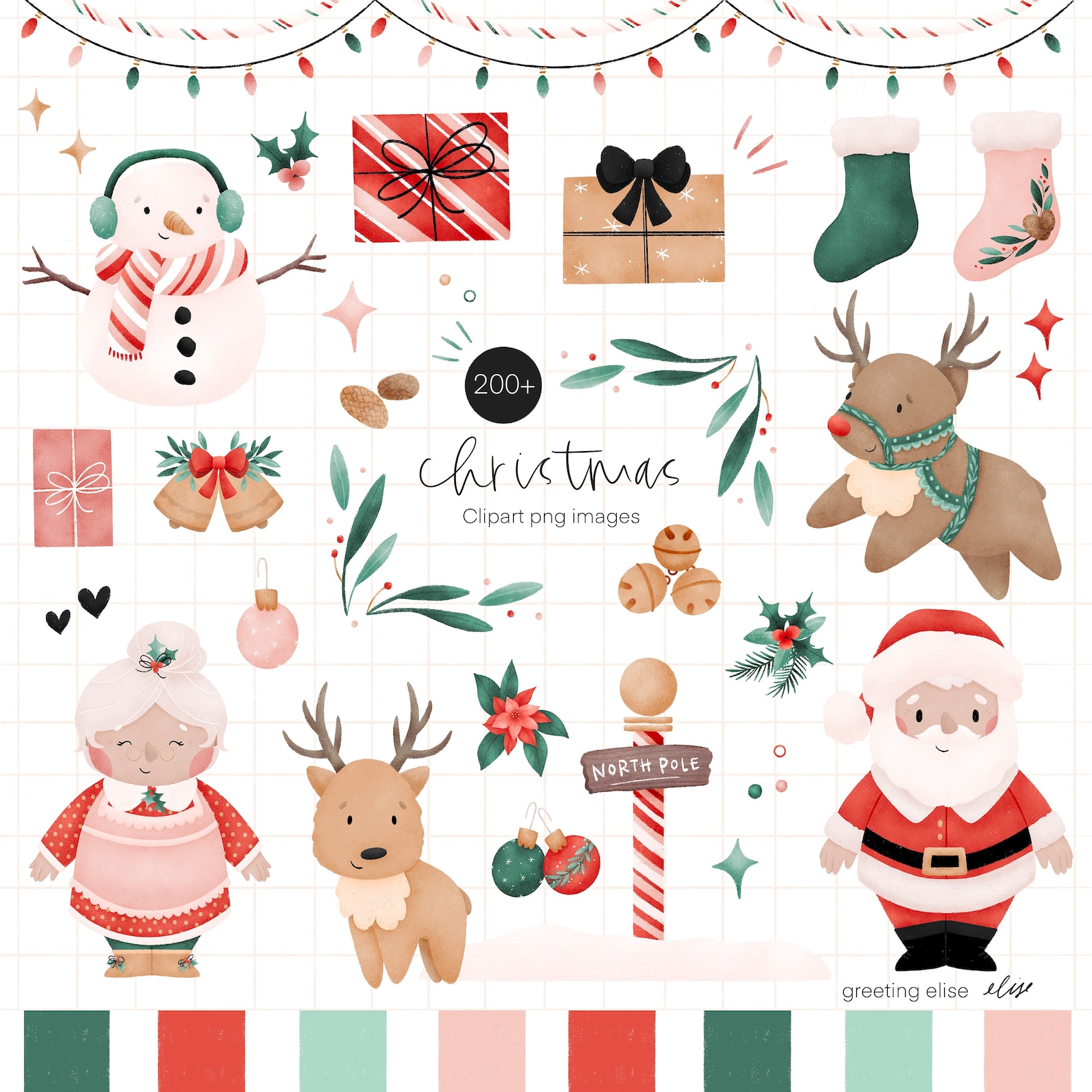 Cute Christmas Clipart, Christmas Graphics, Winter Clipart, Cute ...