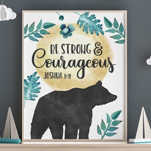 Bear Bible Verse Nursery Wall Art, Scripture, Bear, Moon, Animal, Boy ...