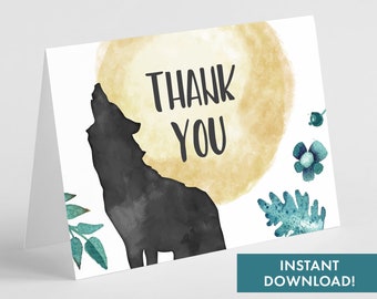 Wolf Thank You Card - Etsy