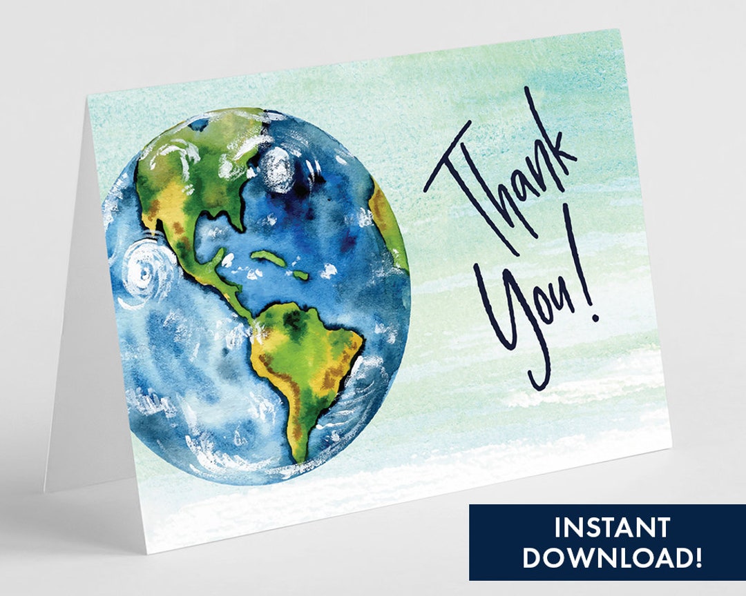 Welcome to the World Thank You Card Globe Travel Boy & - Etsy