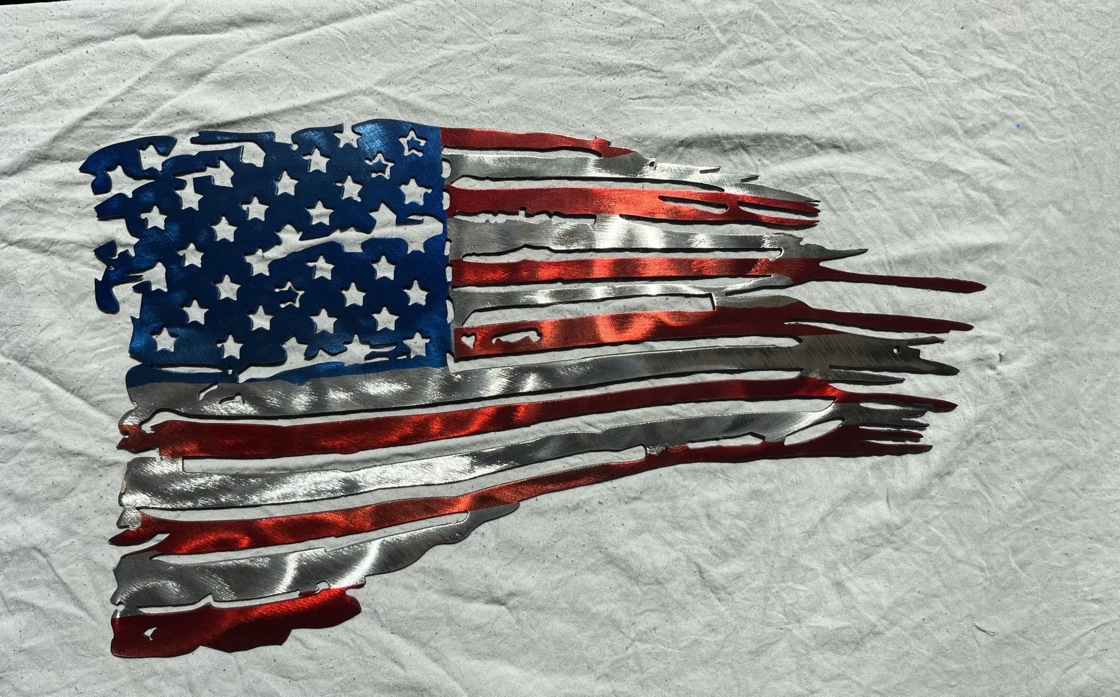 Distressed American Flag Metal Cut Out - USA Tattered Flag - Etsy