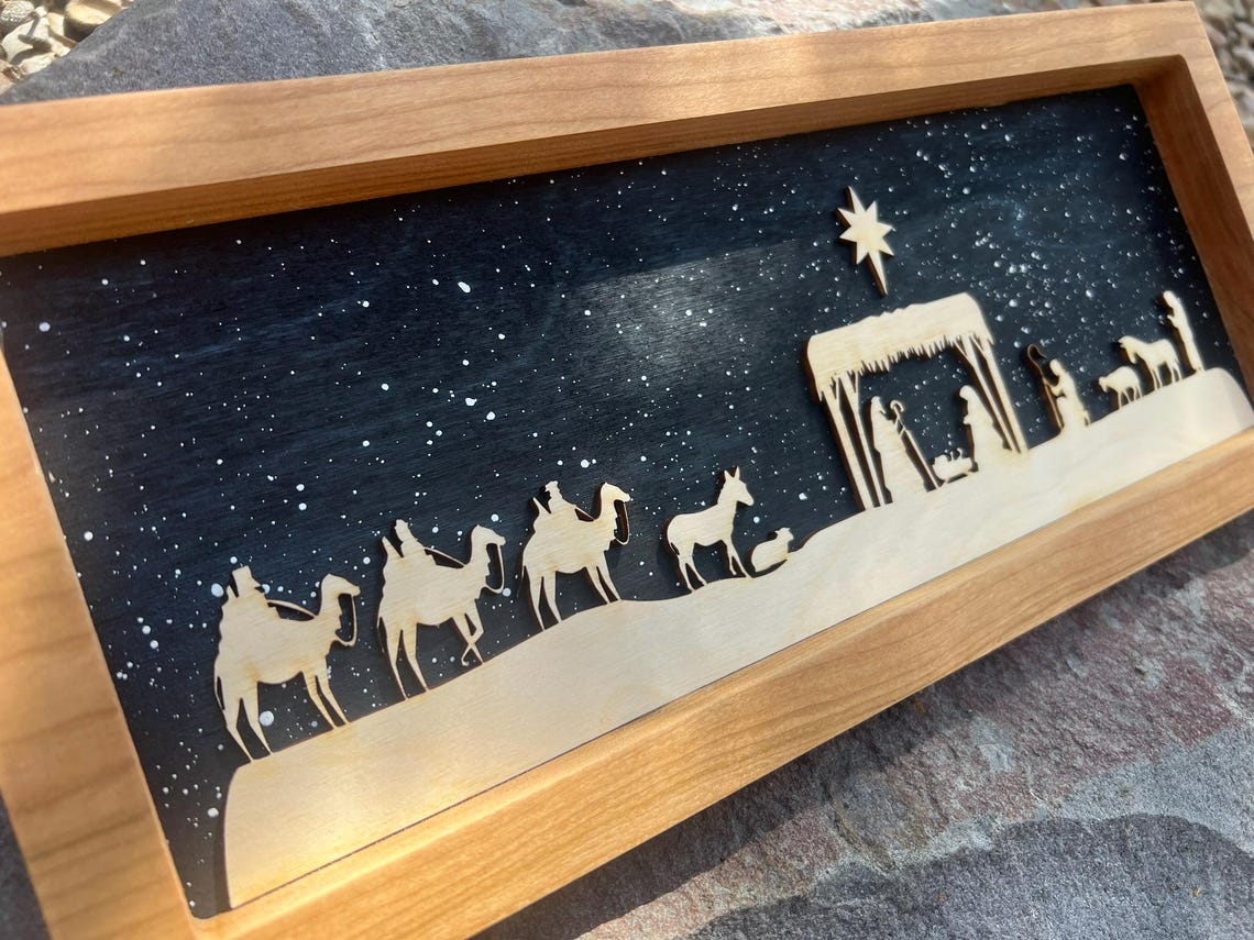 Nativity Set | Wood Nativity Set | Small Wood Nativity Sign | Christmas ...