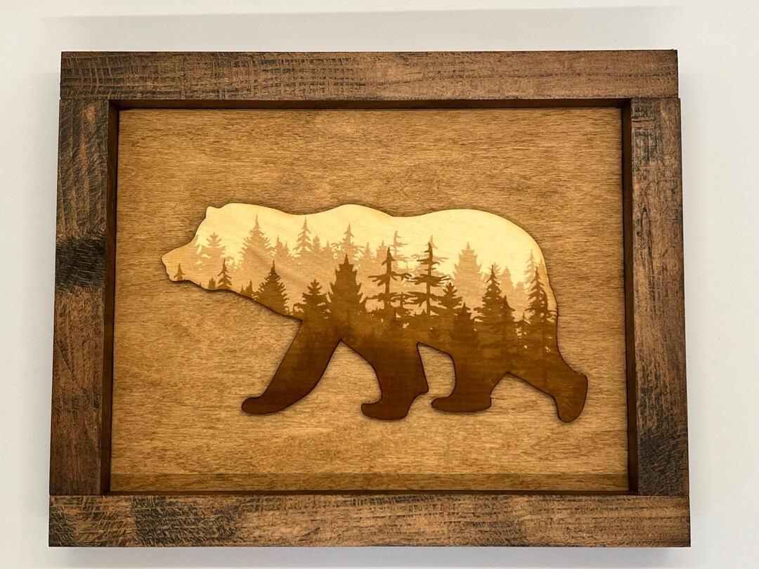 Bear Wall Art, Bear Silhouette, Hardwood Rustic Bear Sign - Etsy