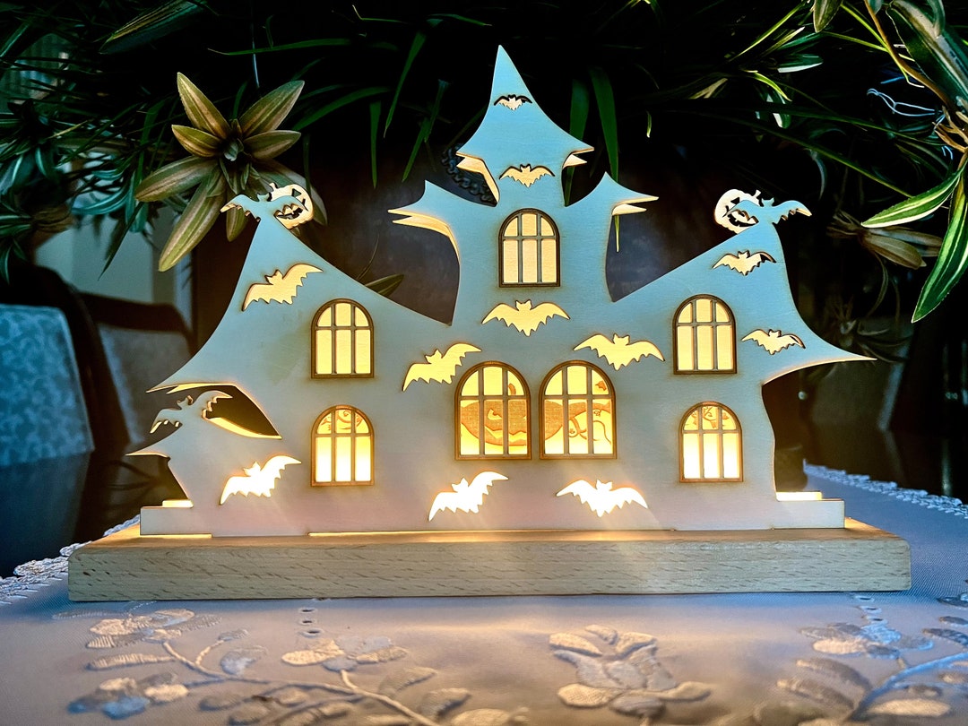 Halloween Lighted Haunted House|halloween Scene|scary Halloween With ...