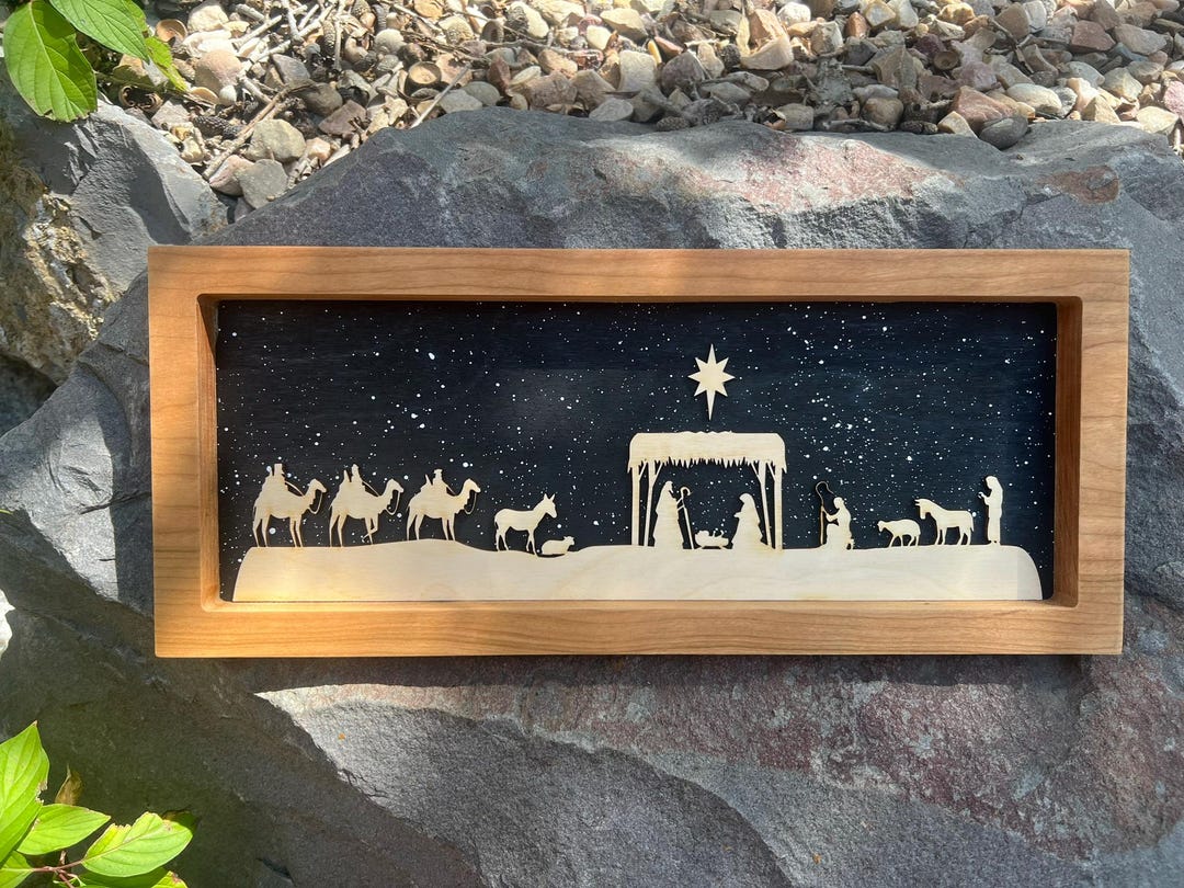 Nativity Set | Wood Nativity Set | Small Wood Nativity Sign | Christmas ...