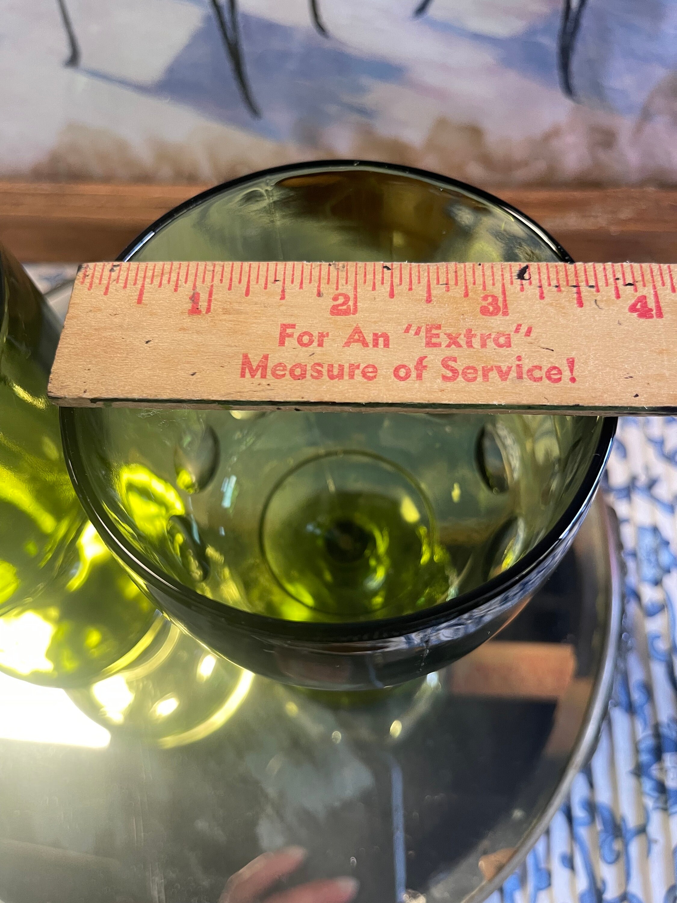 Set of 2 Vintage Green Thumbprint Goblets - Etsy