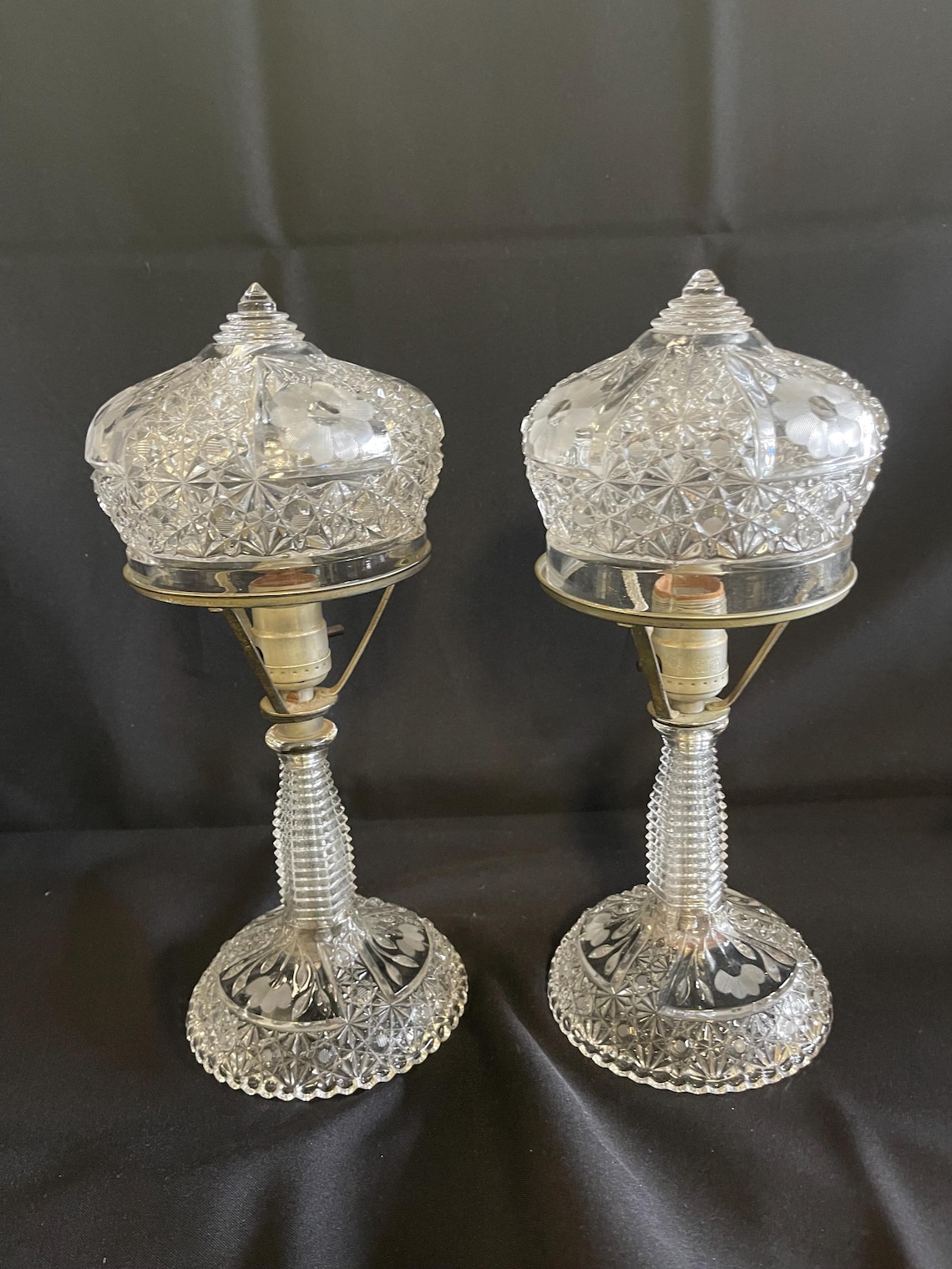 Antique Mckee Daisy & Buttons Electrolier Glass Buffet Boudoir Lamp Set of 2 - Etsy
