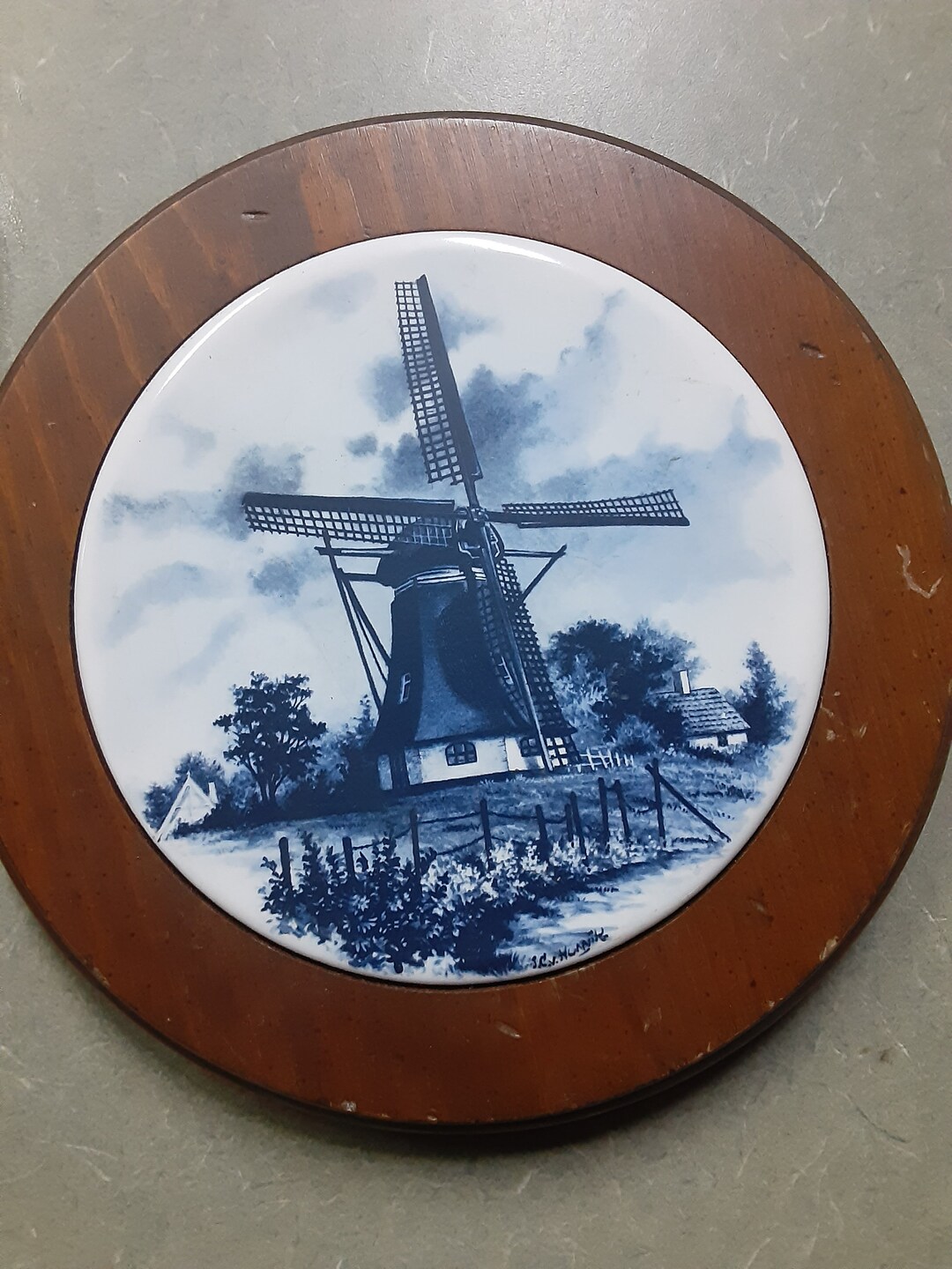 Set of 2 Wood Mounted Plates Dutch Windmill Collection by JC Hunnik - Etsy