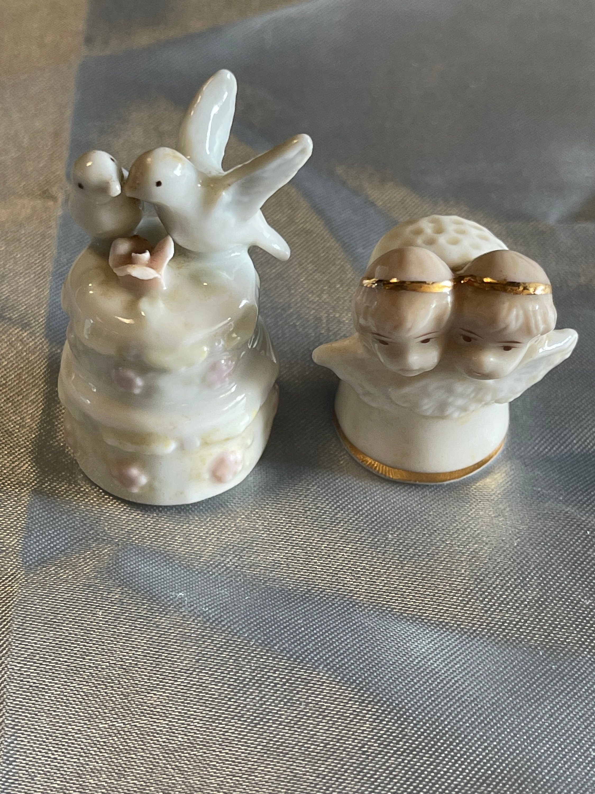 Vintage Ganz Thimbles Wedding Cake W/doves and Angel Set of 2 - Etsy
