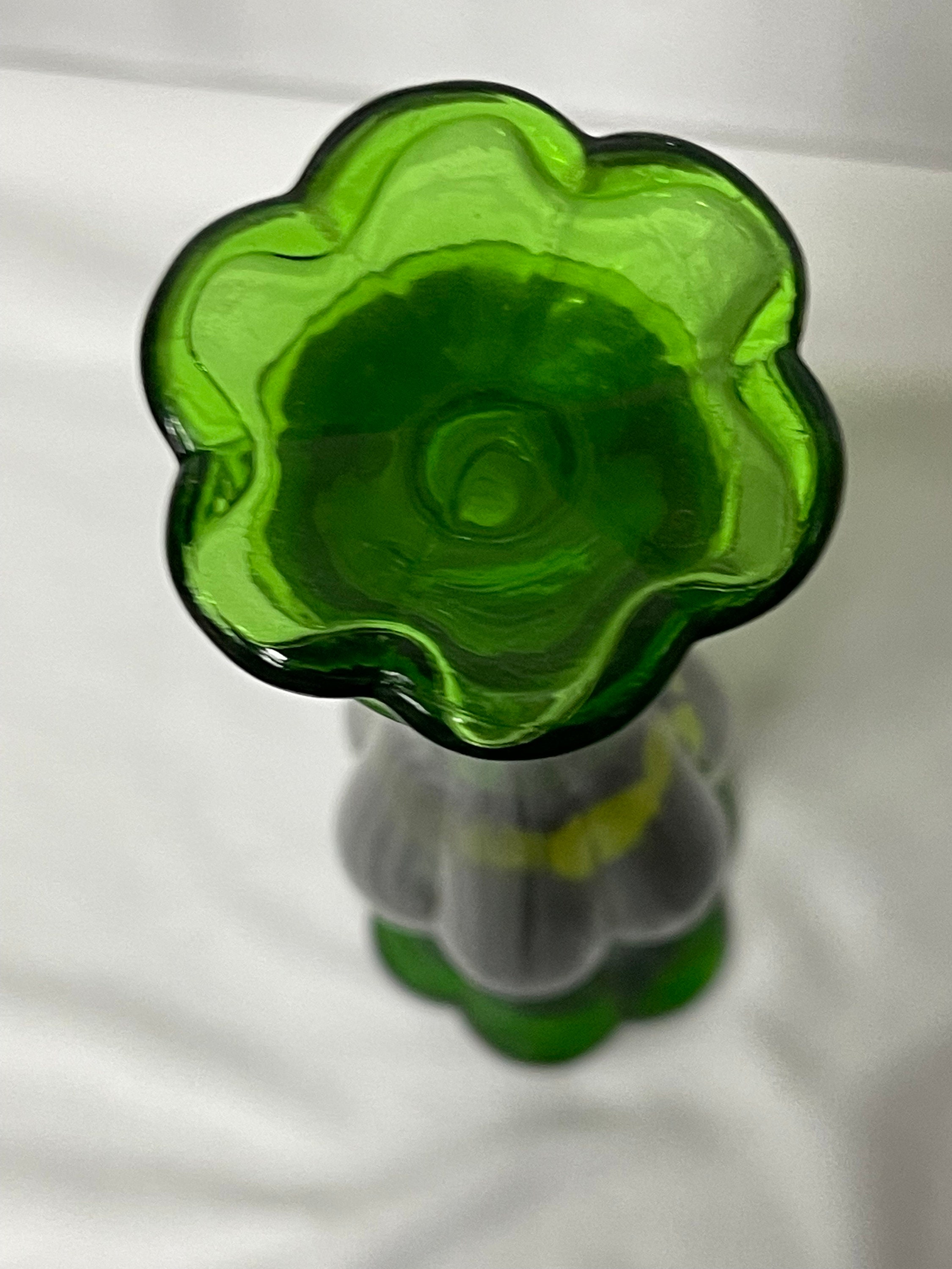 Avon Vintage Emerald Green Glass Bud Vase With Stopper Cologne Bottle ...