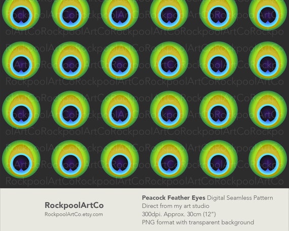 Peacock Feather Eyes Seamless Pattern Instant Download PNG - Etsy