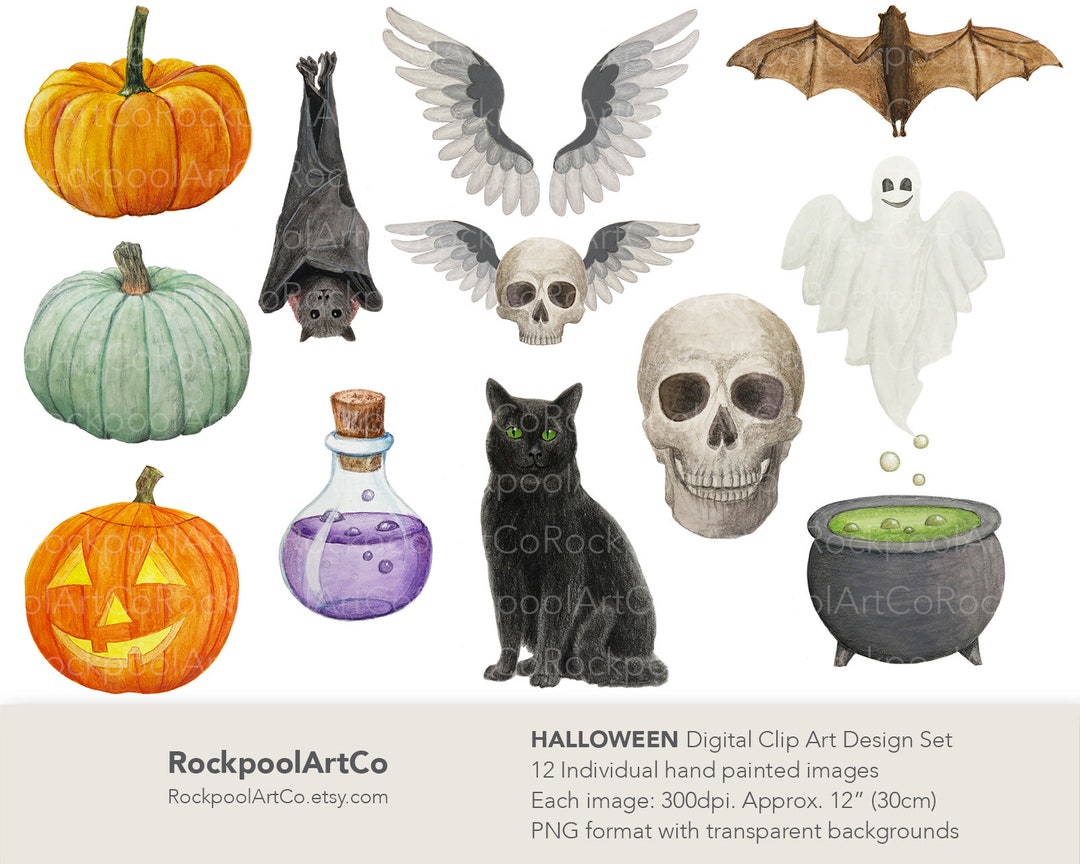 Halloween Clip Art Set Instant Download PNG Personal and Commercial Use ...