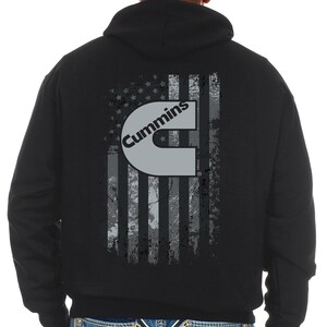 JH Design Men's Cummins Diesel Pullover Hoodie American Flag Black 2 ...