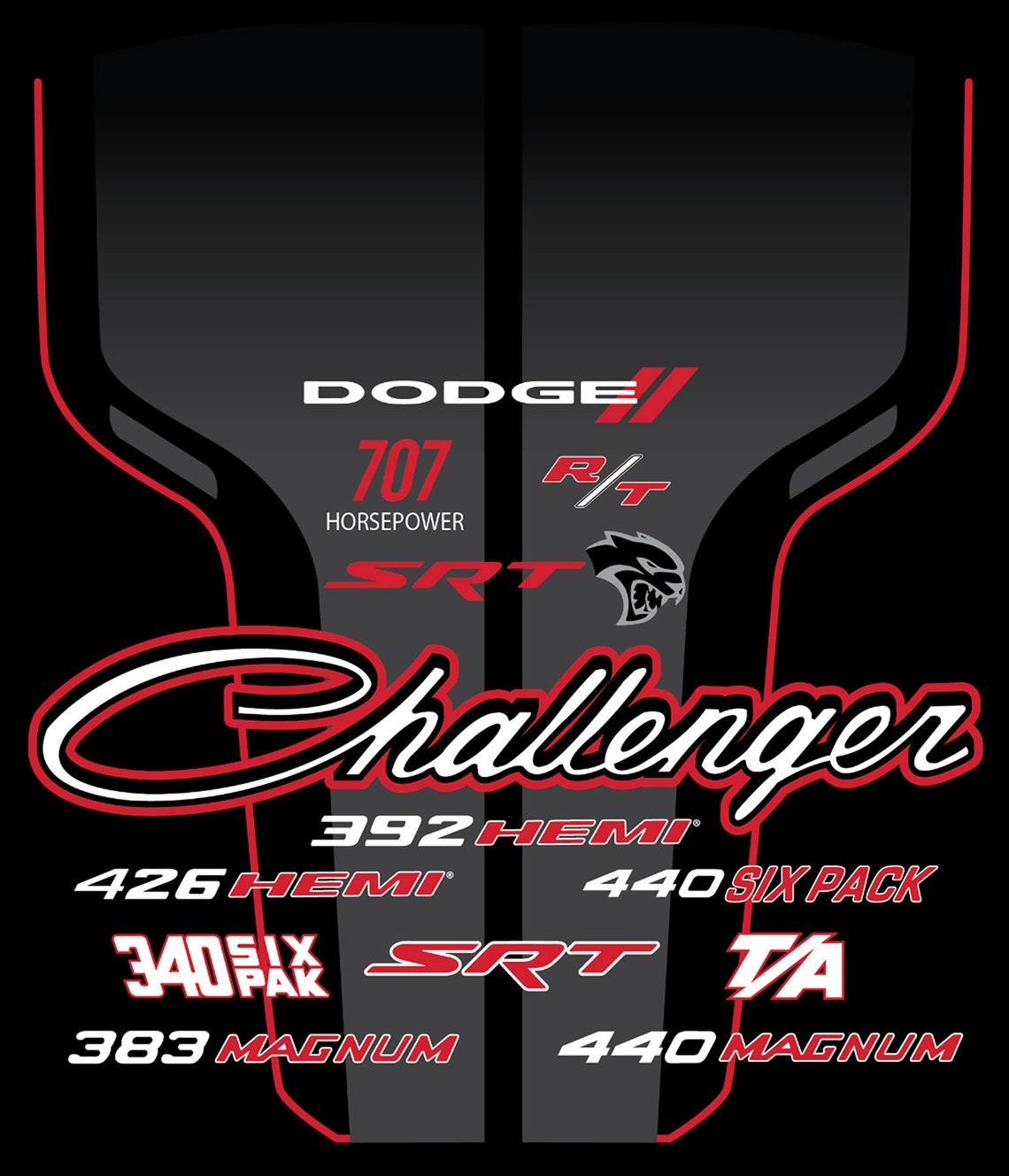 JH Design Men's Dodge Challenger T-shirt Short Sleeve Crew Neck Shirt ...