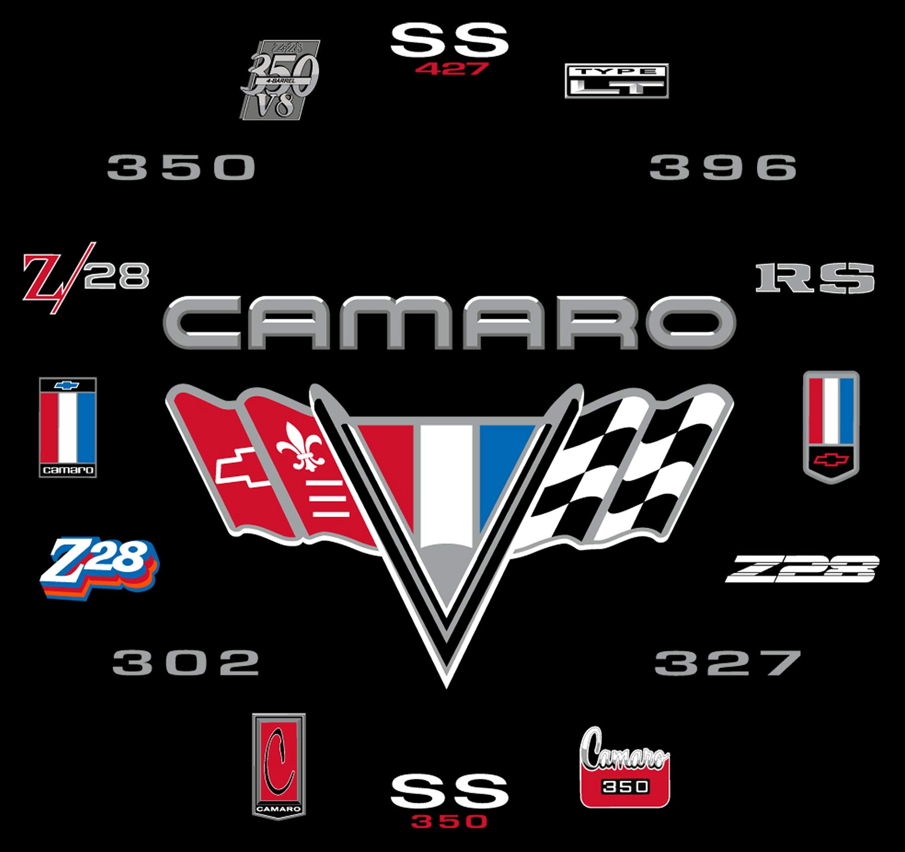 JH Design Men's Chevy Camaro Collage T-shirt Short Sleeve Crew Neck ...