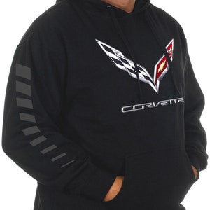 Men's Chevy Corvette Pullover Hoodie With Front Corvette Emblem & Racer ...