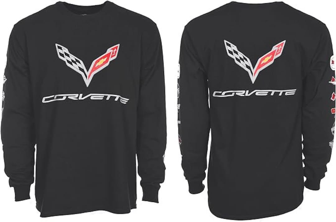 Men's Chevy Corvette Long Sleeve Heather Charcoal Gray Front Back ...