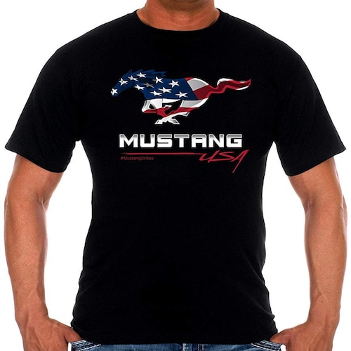 Men's Ford Mustang Black T-shirt Distressed American Flag - Etsy