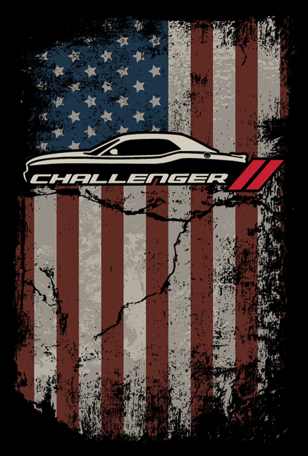 Men's Dodge Challenger T-shirt American Flag Black Crew Neck Shir - Etsy