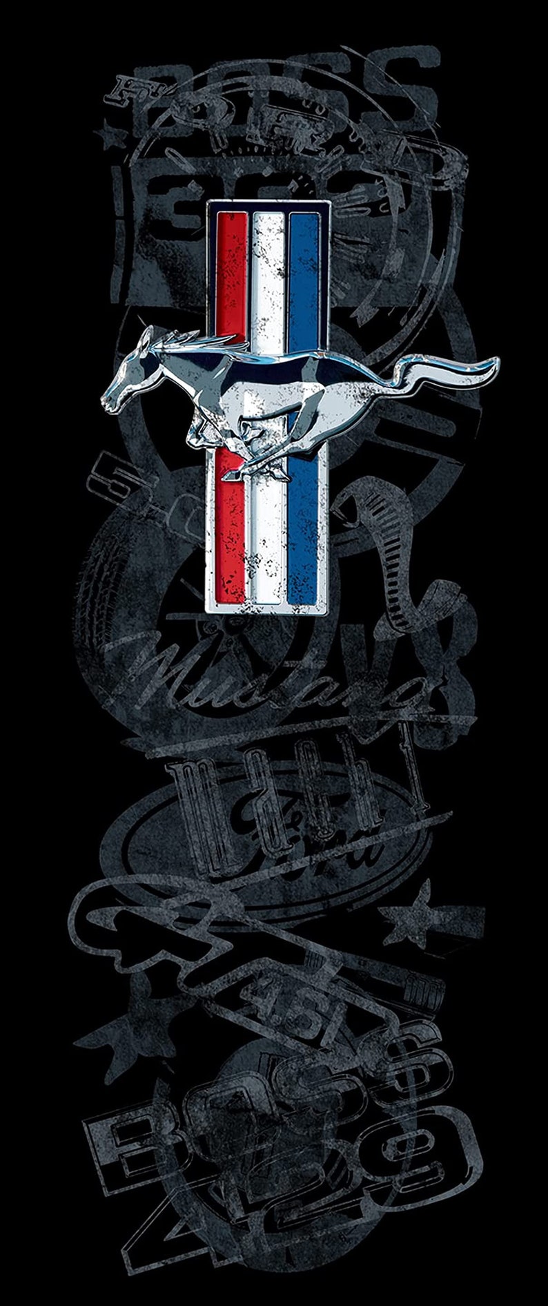 Mens Ford Mustang Tri-bar Pony Distressed Collage T-shirt | Etsy