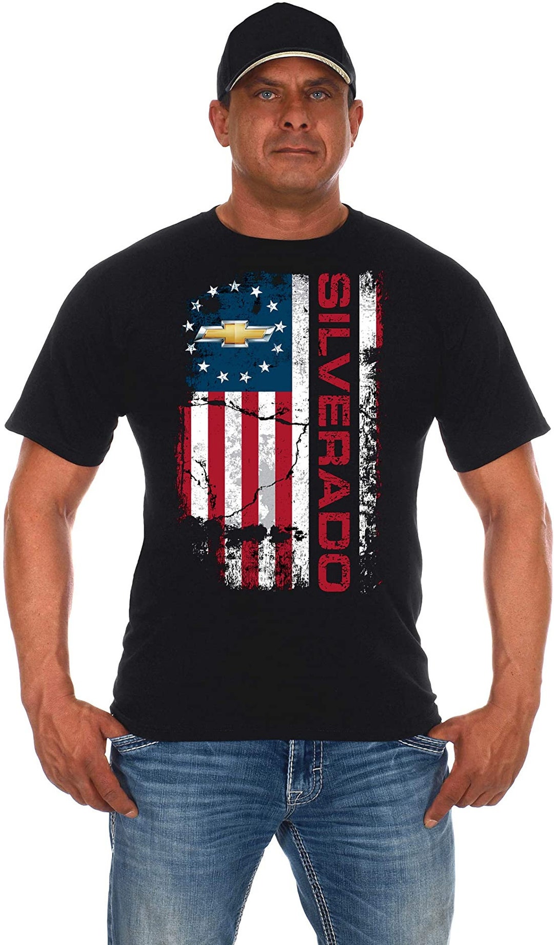 Men's Chevy Silverado Distressed U.S.A. Old Glory Flag T-shirt - Etsy